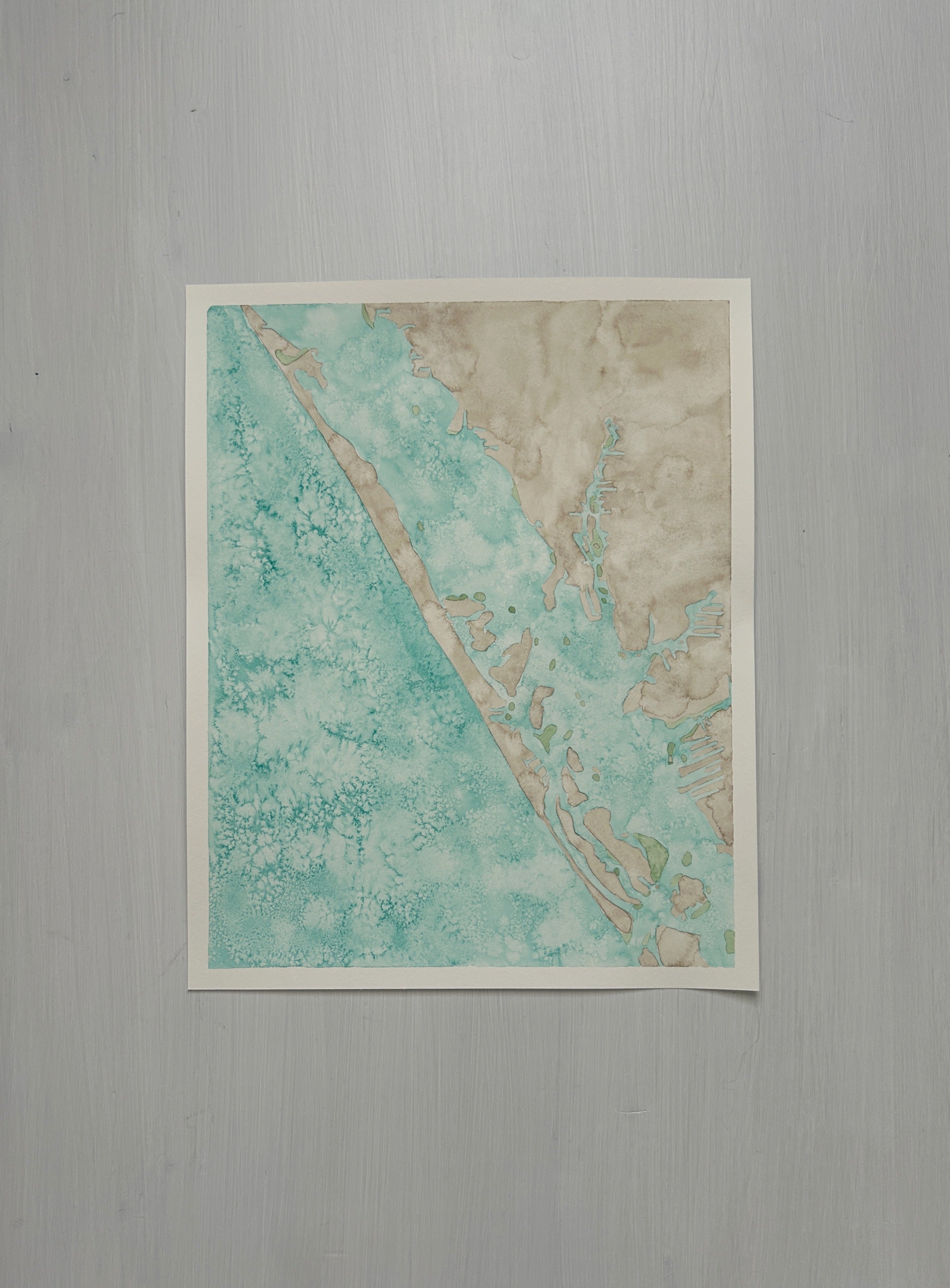 Manasota Key, Florida Original Coastal Watercolor Map – Printed Hues